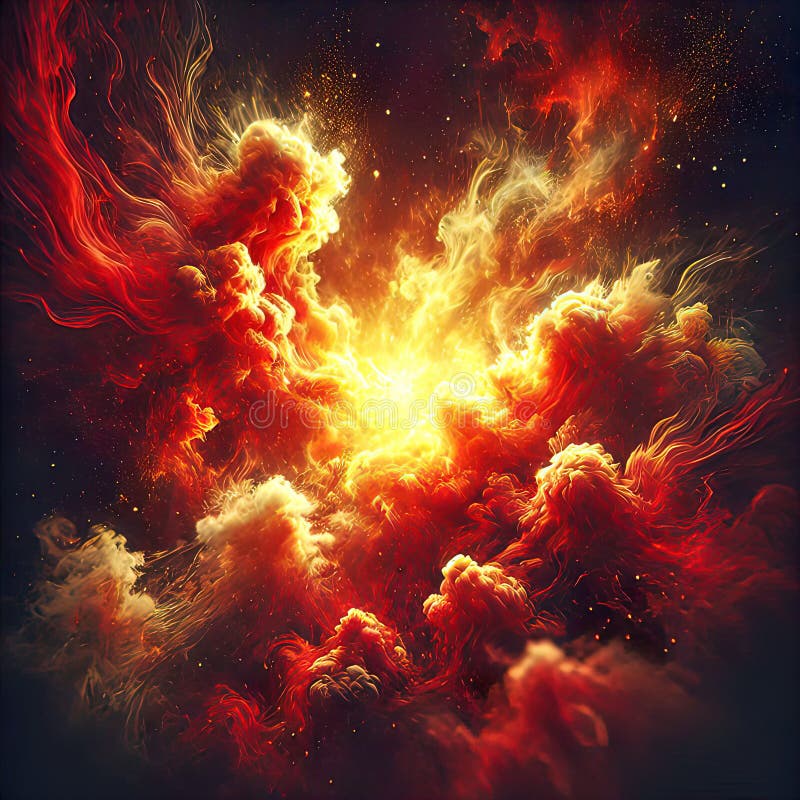 Dramatic Fire and Smoke Effect, Bright and Hot Hellish Abstract or ...