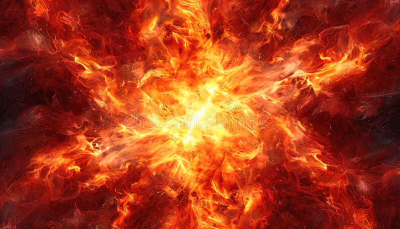 Dramatic Fire and Smoke Effect, Bright and Hot Hellish Abstract or ...