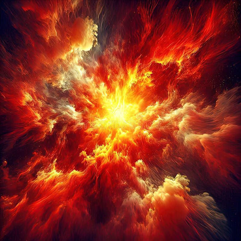 Dramatic Fire and Smoke Effect, Bright and Hot Hellish Abstract or ...