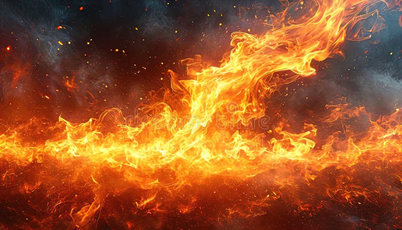 Dramatic Fire and Smoke Effect, Bright and Hot Hellish Abstract or ...