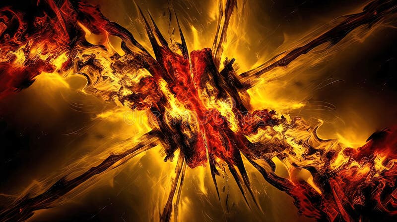 Dramatic Fire and Smoke Effect, Bright and Hot Hellish Abstract or ...