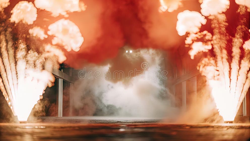 Dramatic Fire and Smoke Effect, Bright and Hot Hellish Abstract or ...