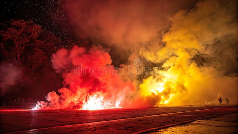 Dramatic Fire and Smoke Effect, Bright and Hot Hellish Abstract or ...