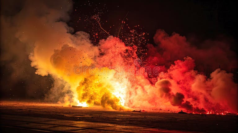 Dramatic Fire and Smoke Effect, Bright and Hot Hellish Abstract or ...