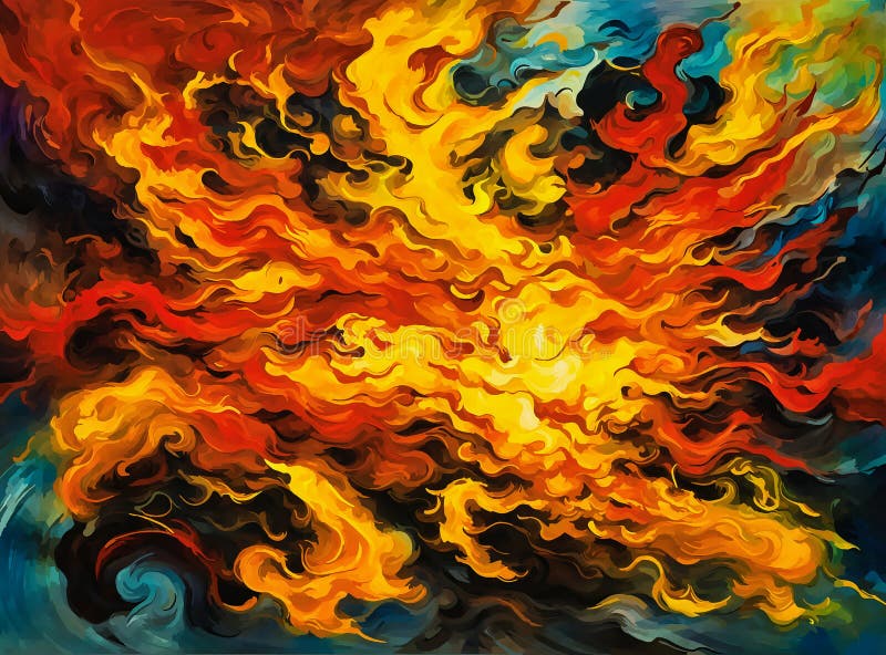 Dramatic Fire and Smoke Effect Glowing Red and Yellow Colors Exploding ...