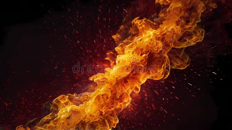Dramatic Fire and Smoke Effect Glowing Red and Yellow Colors Exploding ...