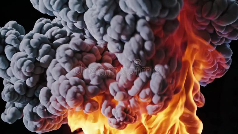 Dramatic Fire and Smoke Explosion with Vibrant Flames and Dark ...