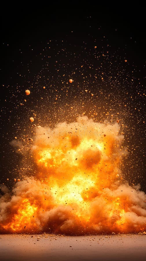 Dramatic Fireball Explosion in a Dark Atmosphere Representing Turbulent ...