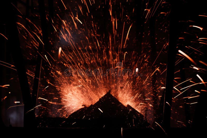 Dramatic Fireworks Display Over a Mountain Silhouette Stock ...