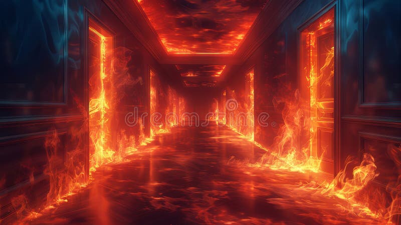 Dramatic Flames Engulf a Corridor in Residential Building: a Striking ...