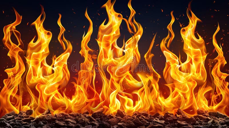 Dramatic Flames Form Mesmerizing Intense Fireball Stock Image - Image ...