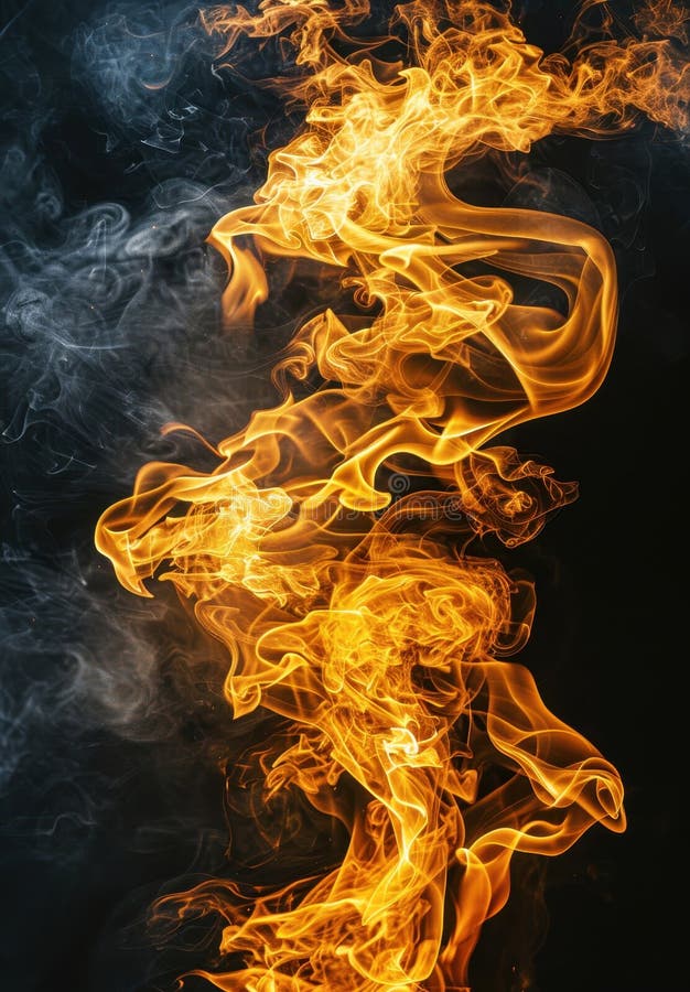Dramatic flames and smoke stock illustration. Illustration of dramatic ...