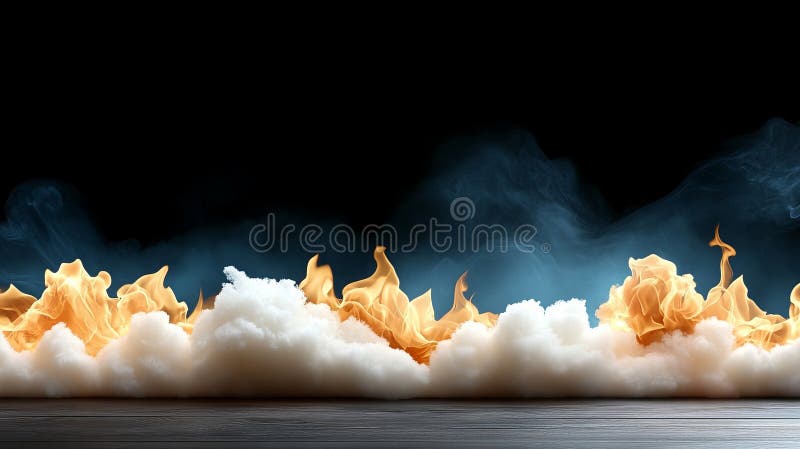 Dramatic Flames and Smoke Over Dark Surface Stock Illustration ...