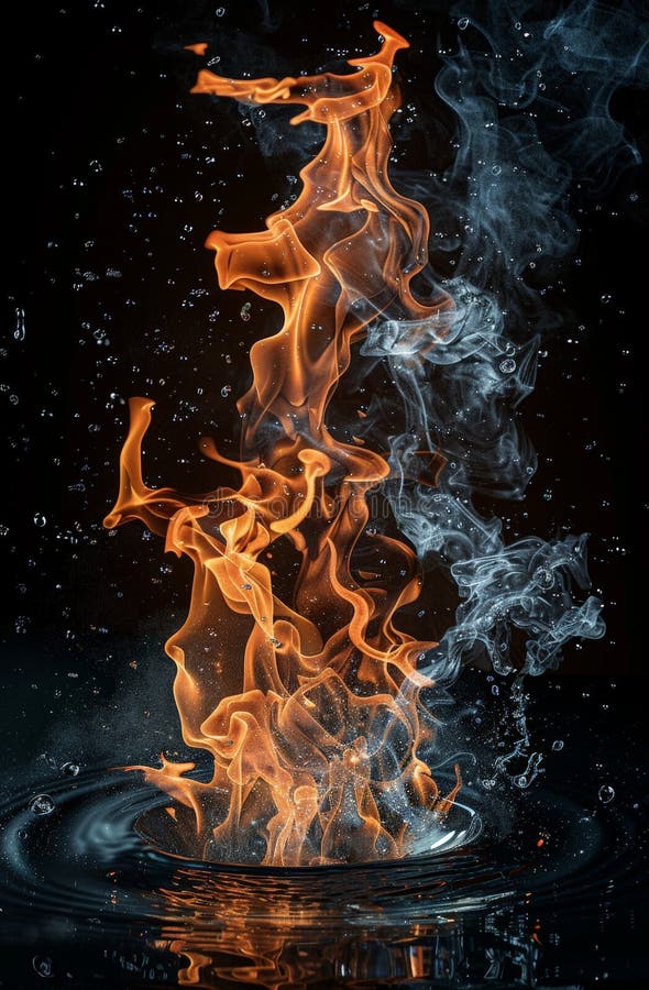 Dramatic Flames and Smoke Swirling in a Dark Background Stock ...