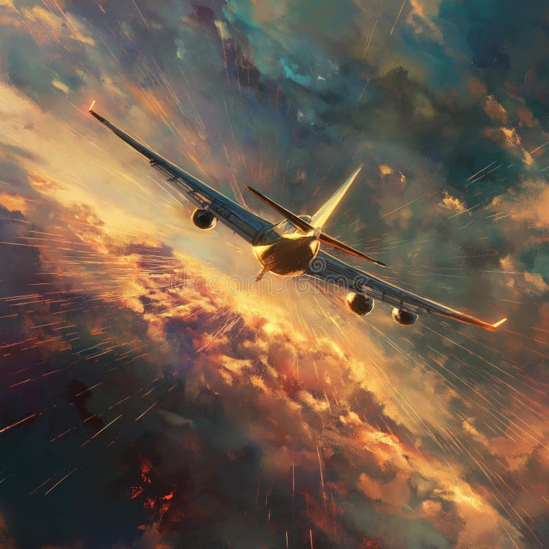 Dramatic Flight Vivid Skies Airplane Sunset Stock Photos - Free ...