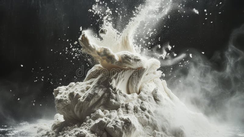 Dramatic Flour Explosion with Fabric in Midair Stock Photo - Image of ...