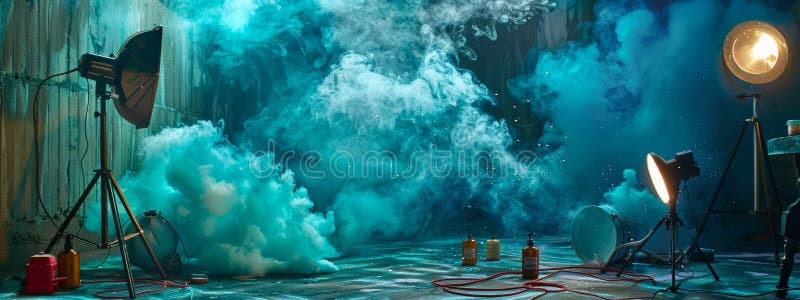 Dramatic Fog and Lighting in a Creative Studio Setup Stock Image ...