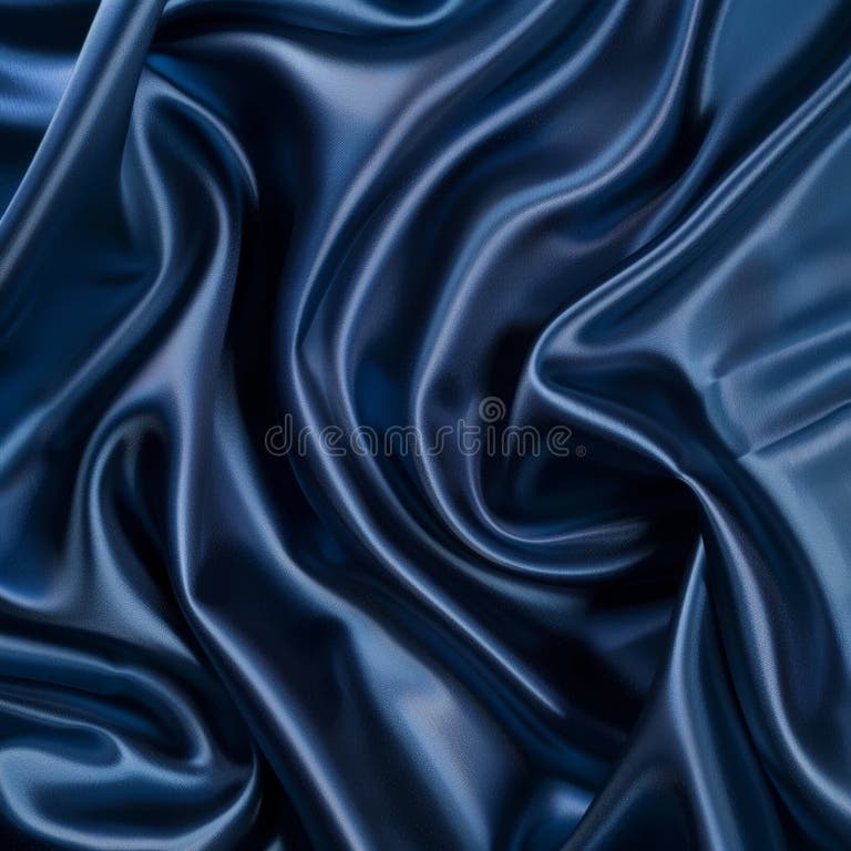 Dramatic Folds and Creases of Lustrous Blue Silk Create a Captivating ...