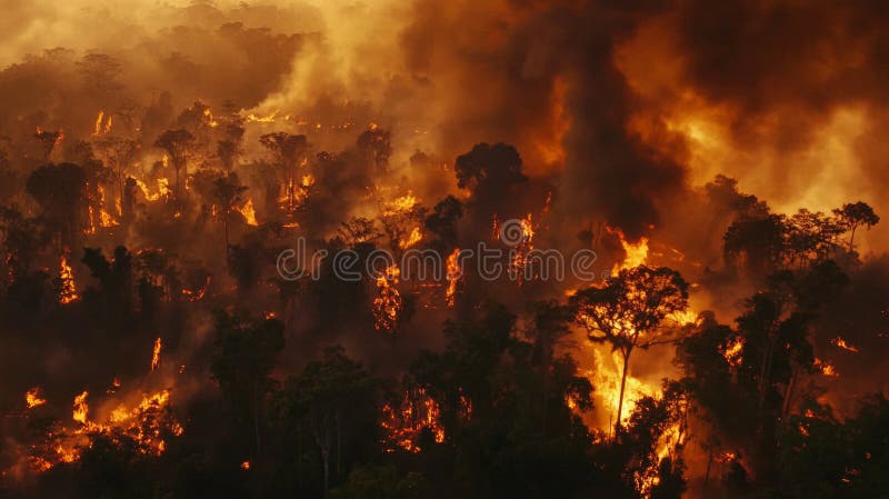 Dramatic Forest Fire Blaze Engulfing Lush Greenery in Intense Inferno ...