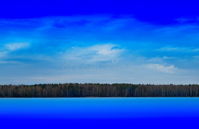 Dramatic Forest on River Horizon Background Stock Photo - Image of ...