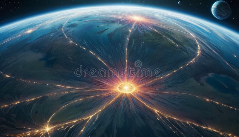 Dramatic Geomagnetic Storm on Earth from Space Stock Image - Image of ...