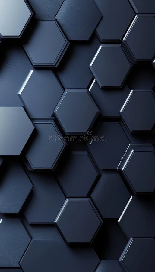 Dramatic Geometric Landscape with Blue Hexagons Pattern, Evoking Cool-Toned Abstraction and ...