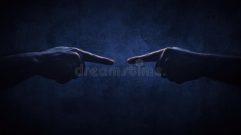 Dramatic Gesture: Two Hands Reaching Toward Each Other in Low Light ...