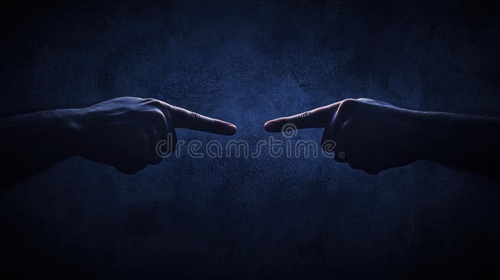 Dramatic Gesture: Two Hands Reaching Toward Each Other in Low Light ...