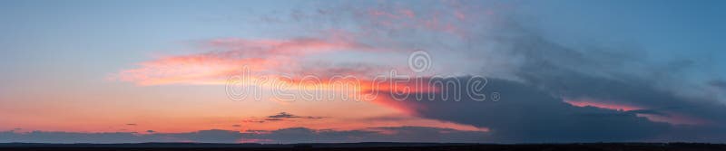 Dramatic Gloomy Panorama of Bright Saturated Sunset with Dark Clouds ...