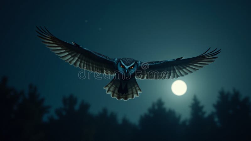 A Dramatic and Graceful Portrayal of an Owl in Flight Stock ...