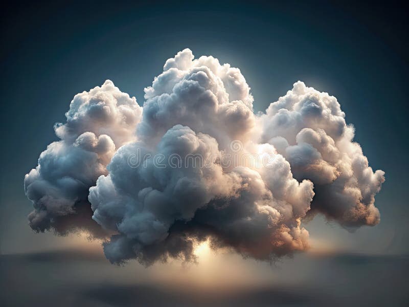 Dramatic Gray Sky Backdrop with Three Fluffy White Clouds a ...