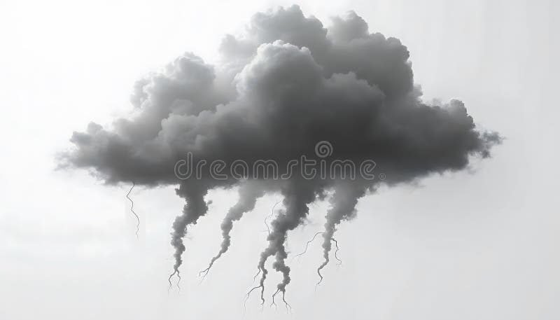 Dramatic Gray Storm Cloud with Bolts of Lightning Stock Illustration ...