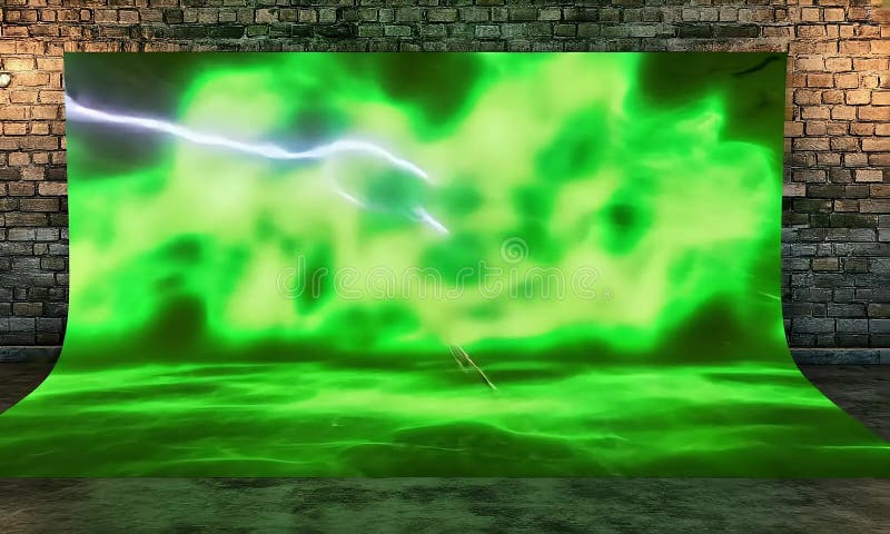 Dramatic Green Lightning Backdrop with Swirling Clouds, Ideal for ...
