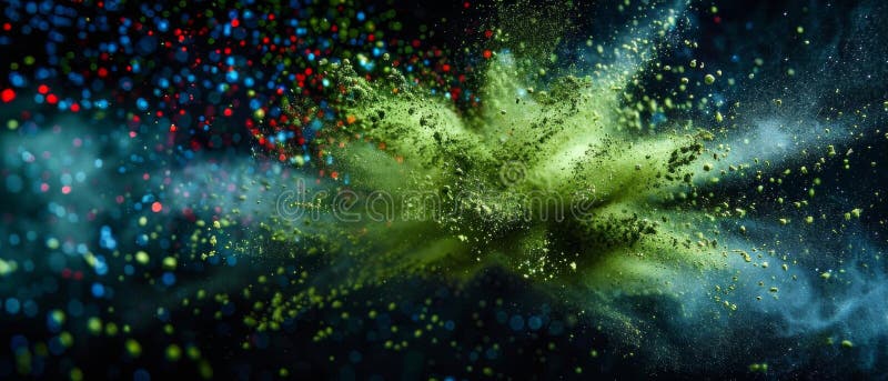 Dramatic Green Matcha Powder Explosion Close-up Shot Stock Illustration ...