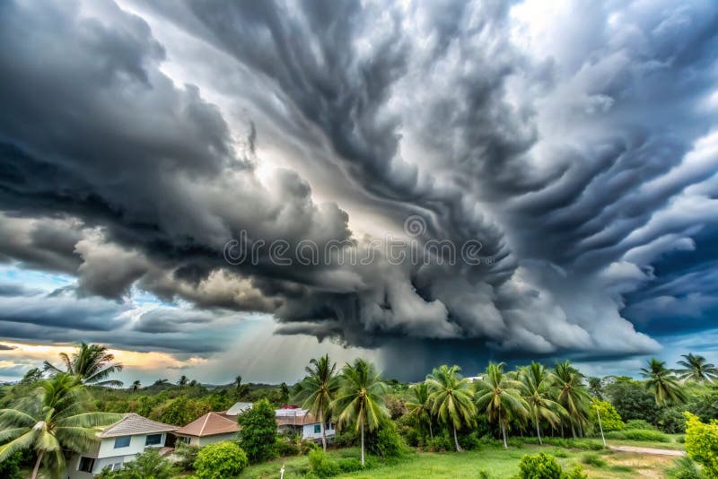 Dramatic Grey Nimbus Clouds Sky Stock Illustration - Illustration of ...