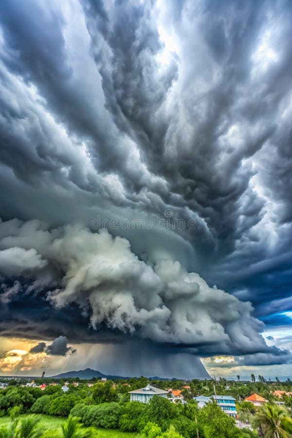 Dramatic Grey Nimbus Clouds Sky Stock Illustration - Illustration of ...