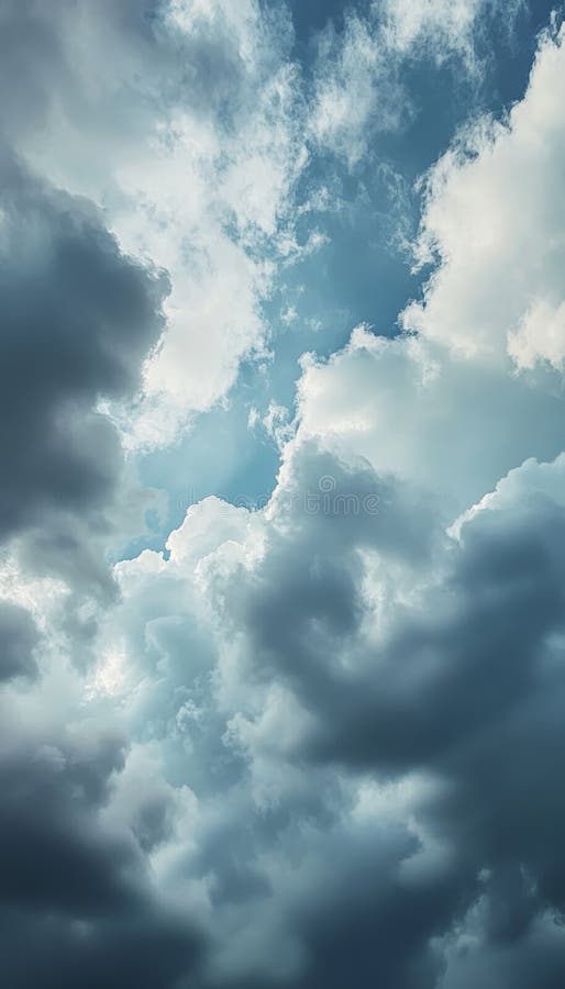 Dramatic Ground Level View of a Textured Cloudy Sky in a Clear, Cold ...