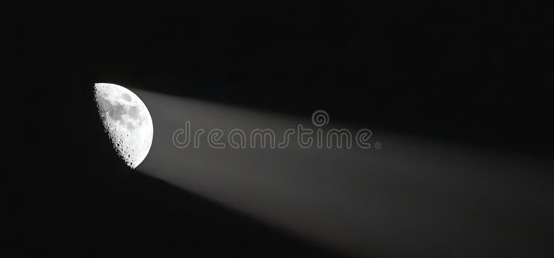 Dramatic Half Moon Night Sky Celestial Light Beam Lunar Photography ...