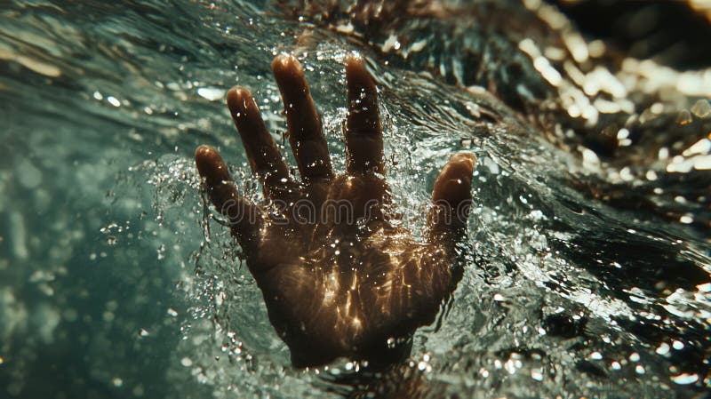 Dramatic Hand Reaching through Rippling Water Stock Image - Image of ...