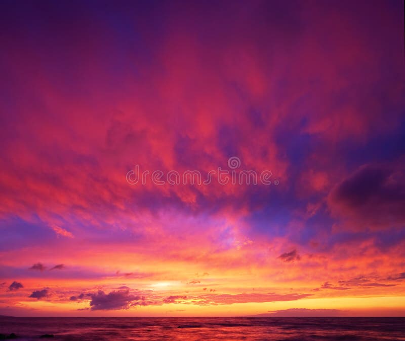 Dramatic Hawaiian Sunset stock photo. Image of scenic - 9372160