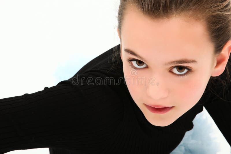 Dramatic Headshot Tween Girl Stock Image - Image of closeup, person ...