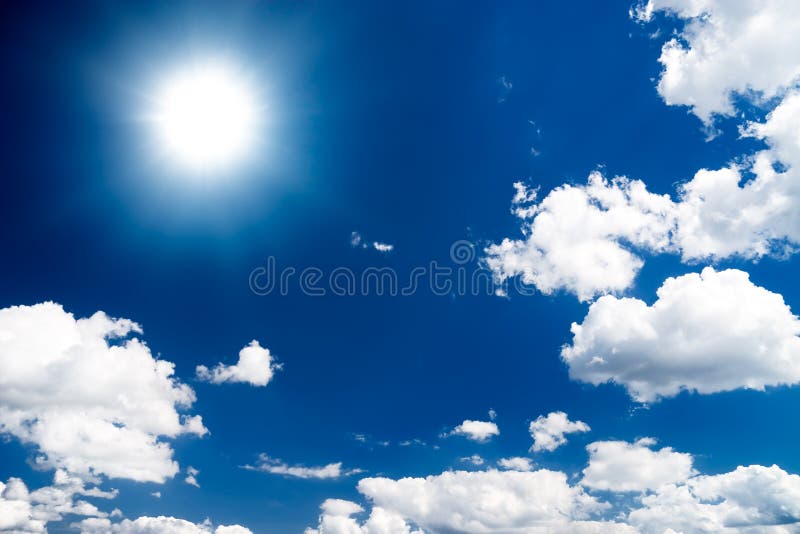 Dramatic High Contrast Blue Sky with Sun Stock Image - Image of beauty ...