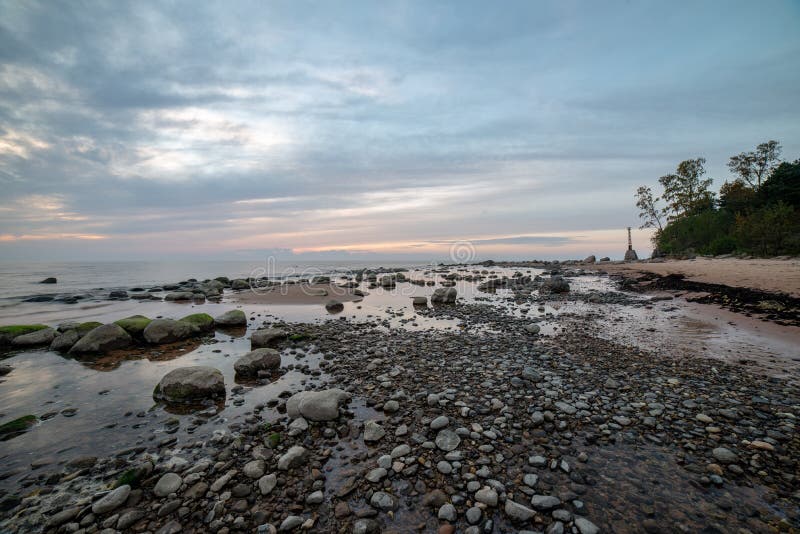 Dramatic High Contrast Clouds in Sunset Over Seaside Beach Stock Photo ...
