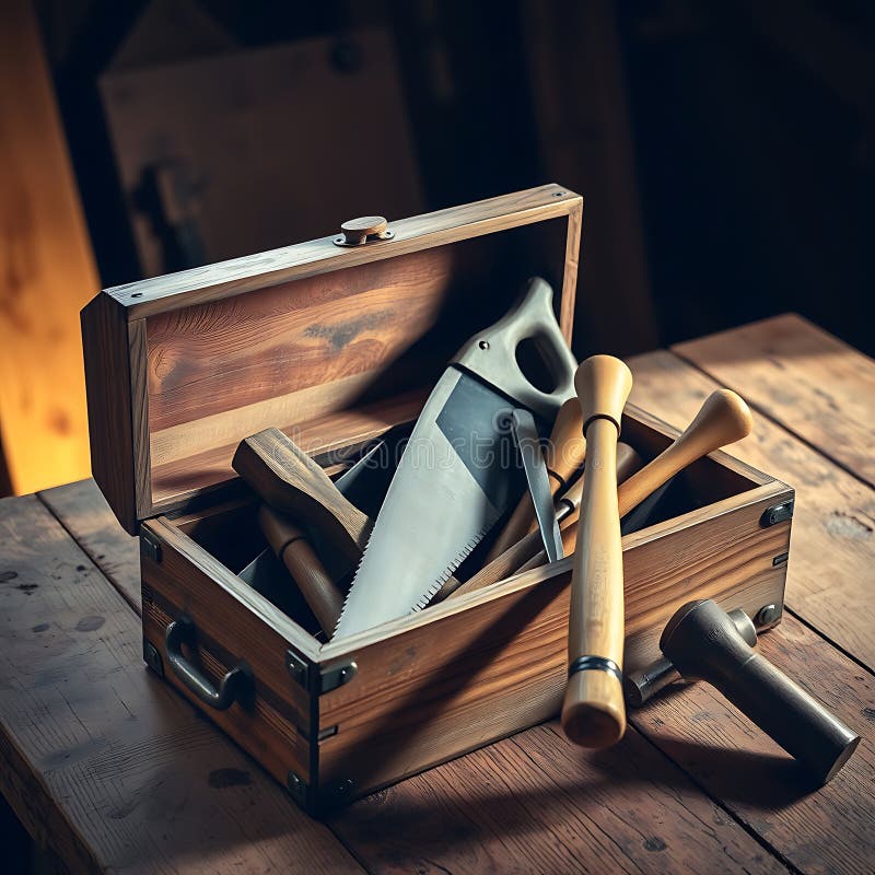 A Dramatic High Contrast Image of a Sharp Saw Cutting through a Plank ...