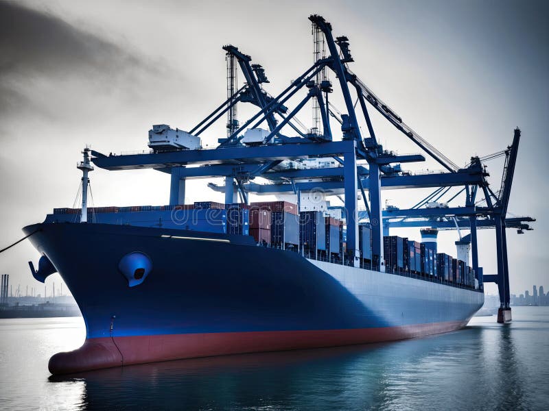 Dramatic High Dynamicrange Photograph of Cargo Sea Port and Sea Cargo ...