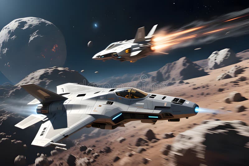 A Dramatic, High-resolution Sci-fi Scene Featuring Two Futuristic ...