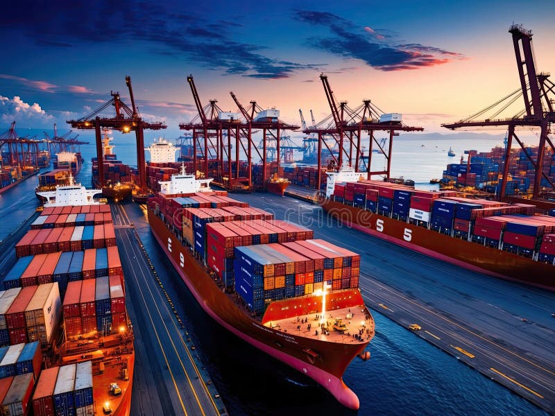 Dramatic Highangle Shot of a Fleet Sleek Logistics and Transportation ...