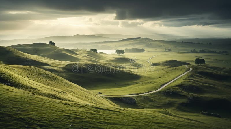 Dramatic Hinterland: Capturing the Green Hills of Denmark in 8k Stock ...