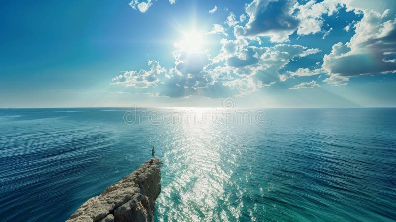 Dramatic Horizontal Ocean Drop Captivating Vertical View of Infinite ...