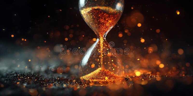 Dramatic Hourglass Time Fire and Light Abstract Art Stock Illustration ...